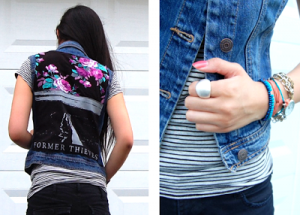 diy: Mixed Fabric Denim Vest